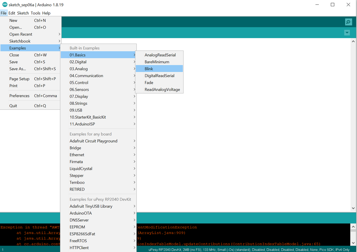 Install Pi Pico in Arduino IDE