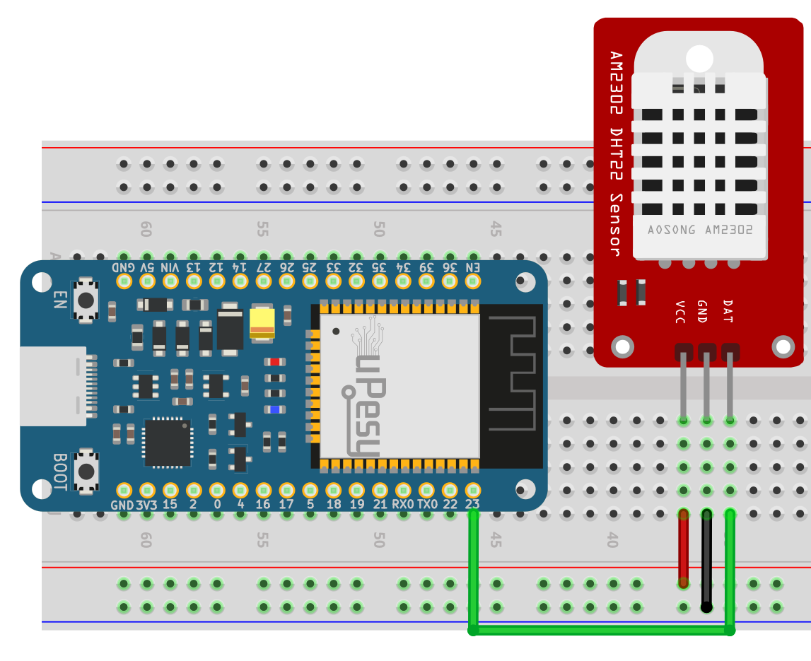 DHT22 ESP32 in MicroPython: Measuring temperature & humidity