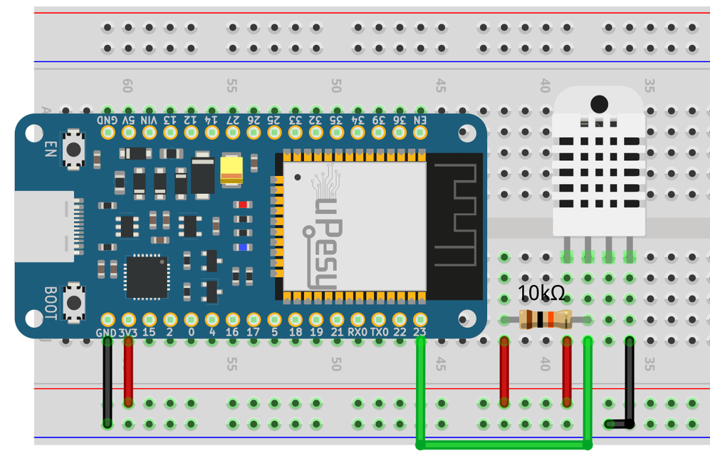 DHT22 ESP32 in MicroPython: Measuring temperature & humidity