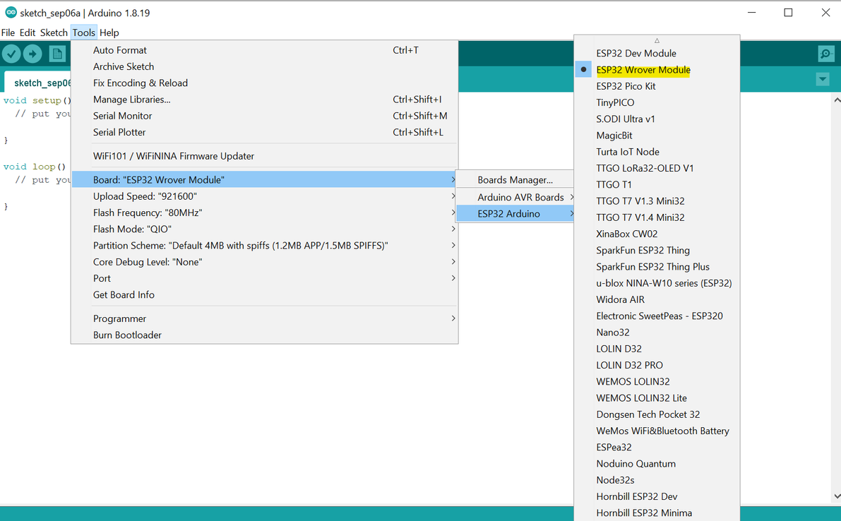 Getting started with the uPesy ESP32 Wrover DevKit board